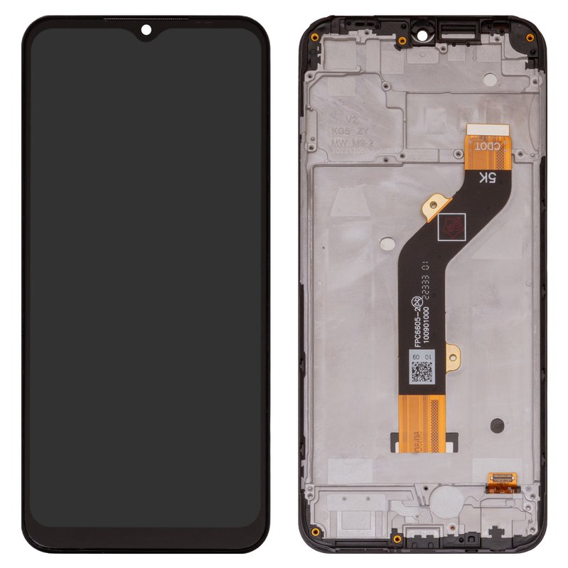LCD compatible with Tecno Spark 8C, (black, with frame, Original (PRC ...